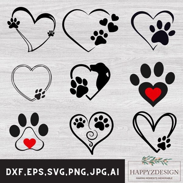 Paw Heart Svg - Etsy