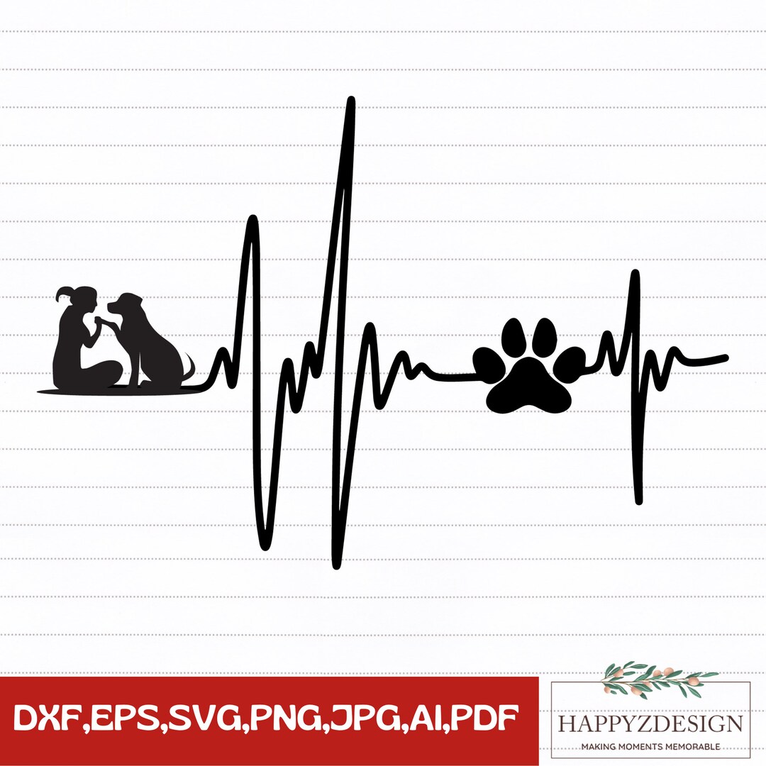 Paw Print Svg, Paw Heartbeat Svg, Paw Heartbeat Shirt Svg, Paw Heart ...