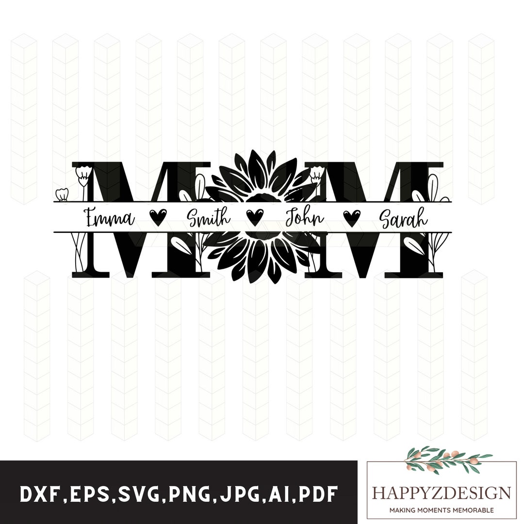 Floral Mom Split Frame Svg, Mother's Day Split Frame Png, Mother's Day ...