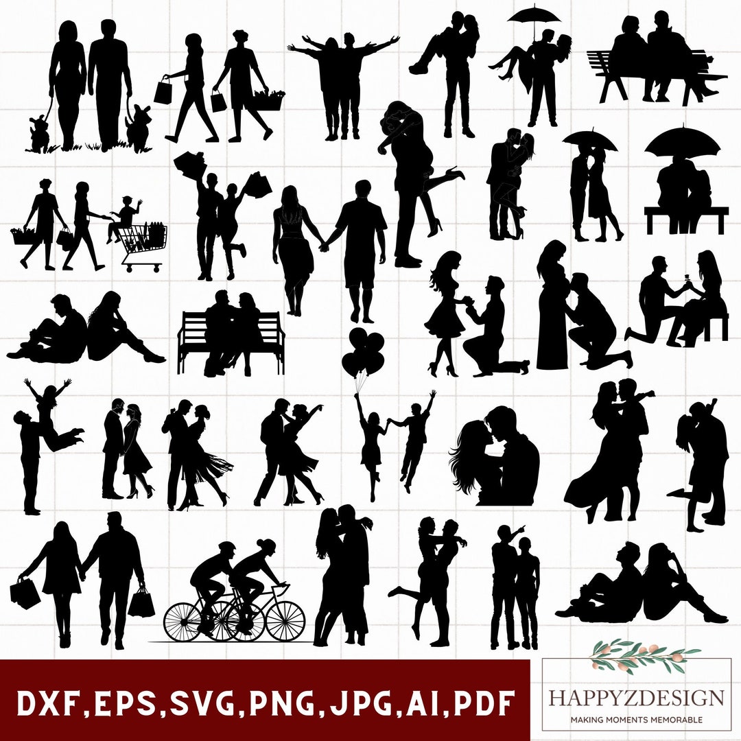 Silueta de pareja svg, Relación svg, Siluetas de pareja, Paquete de ...