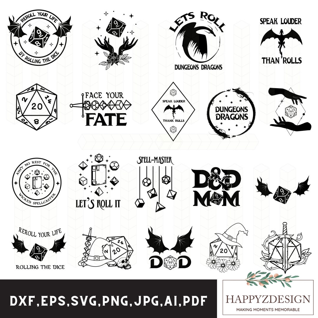 DND Svg Bundle, DND Silhouette, DND Dragons Svg, Dnd Designs Svg, Cut ...