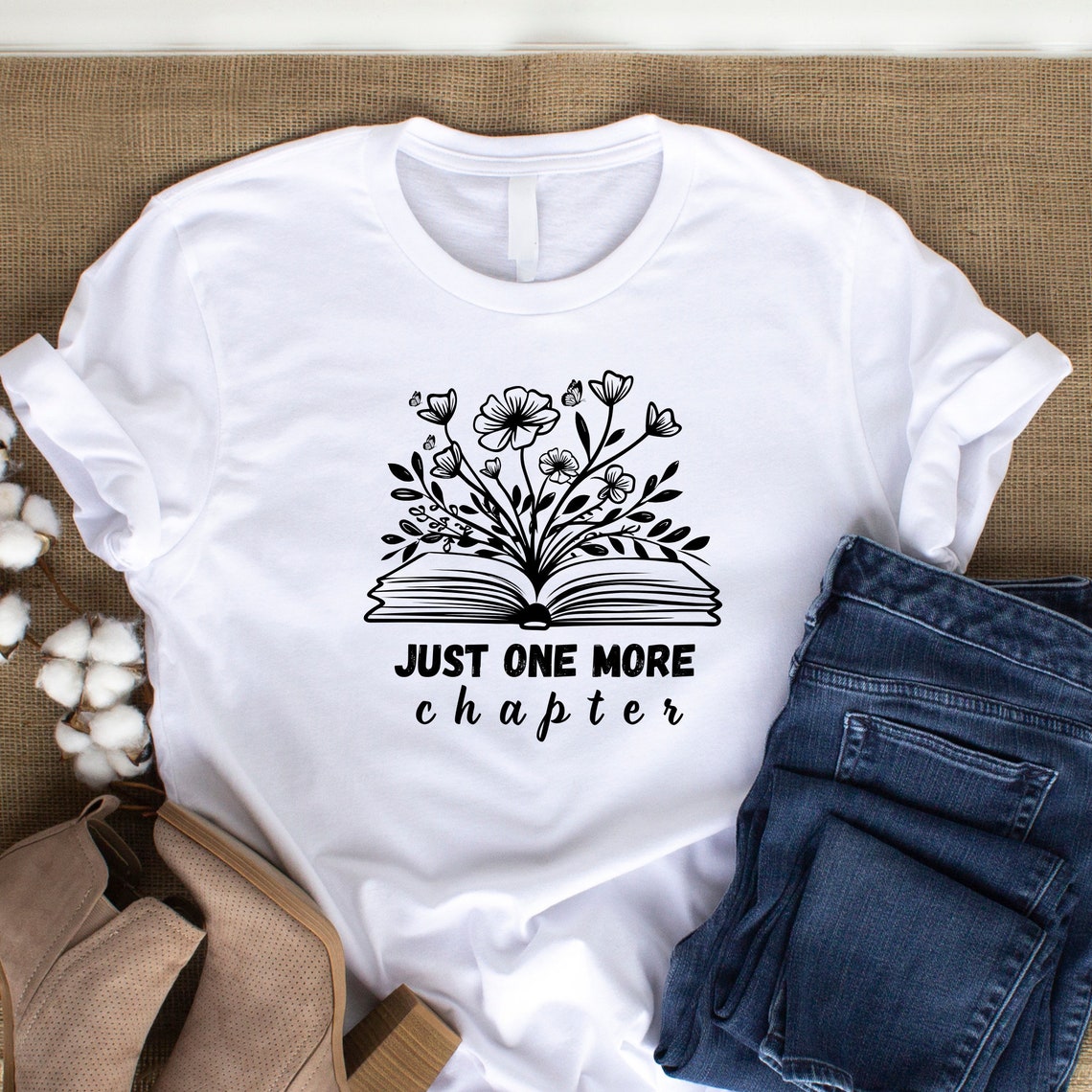 Just One More Chapter Svg, Book Lover Svg, Floral Book Quote Svg, Read ...