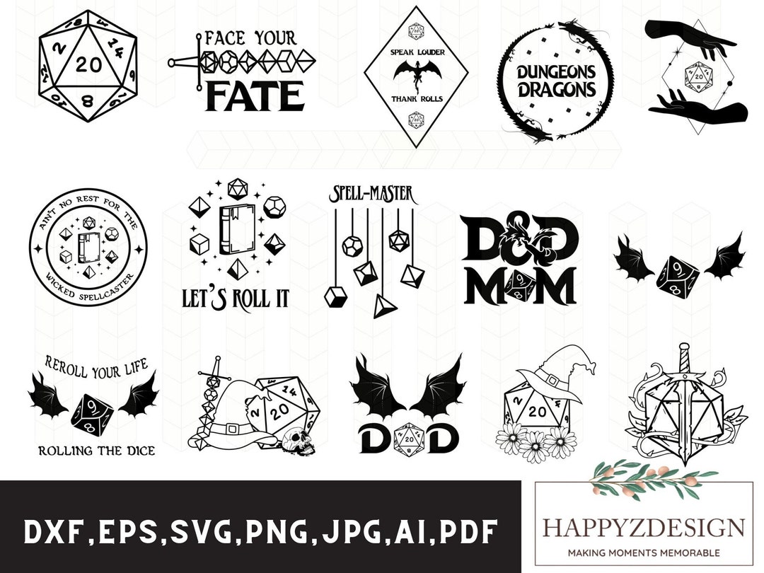 DND Svg Bundle, DND Silhouette, DND Dragons Svg, Dnd Designs Svg, Cut ...