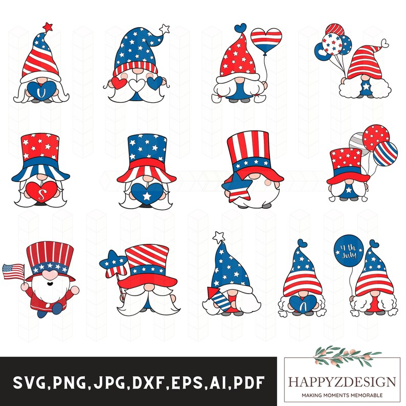 4th of July Patriotic Gnome Svg, American Gnomes Svg, Independence Day ...