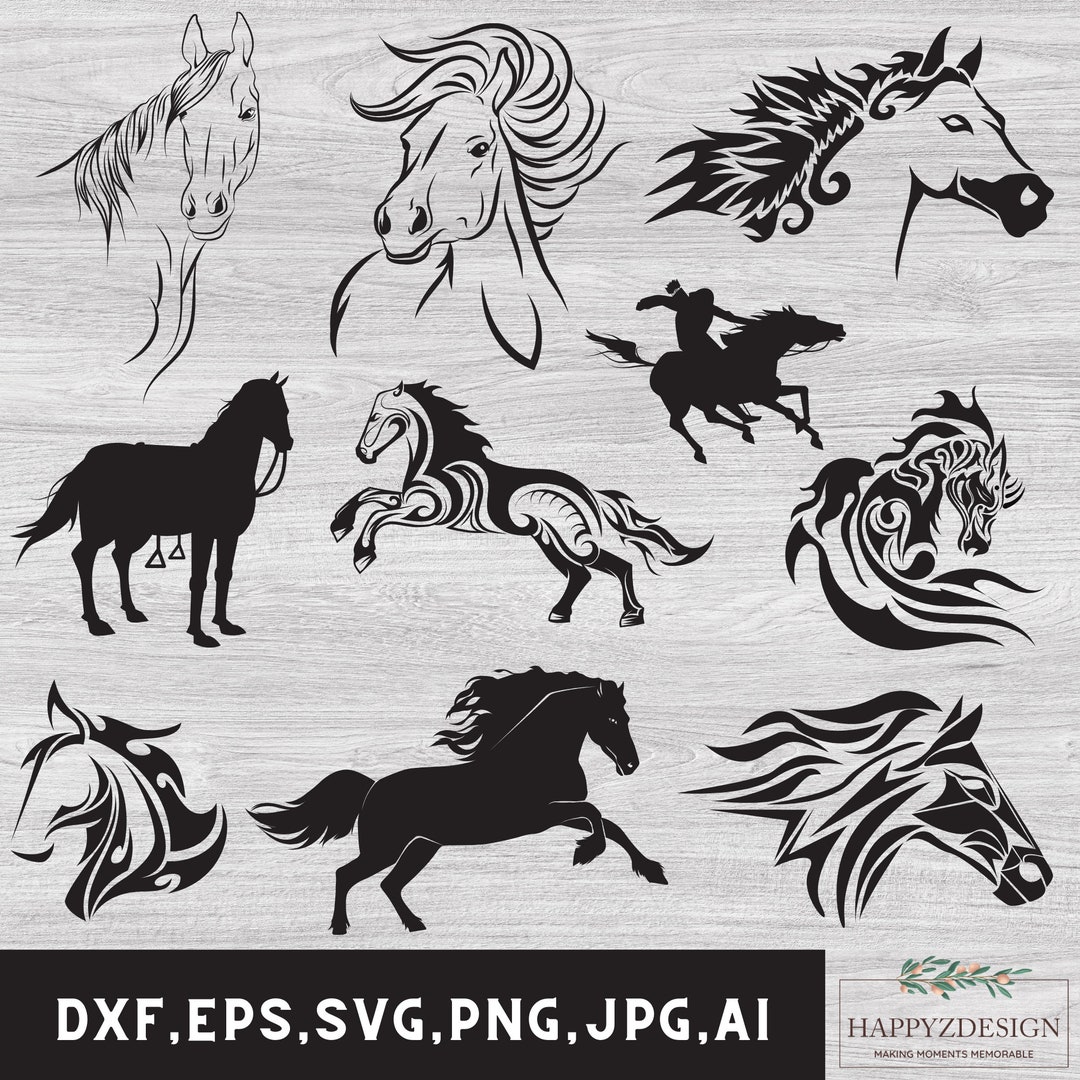 Imágenes prediseñadas de caballo svg, paquete de caballos svg, silueta ...
