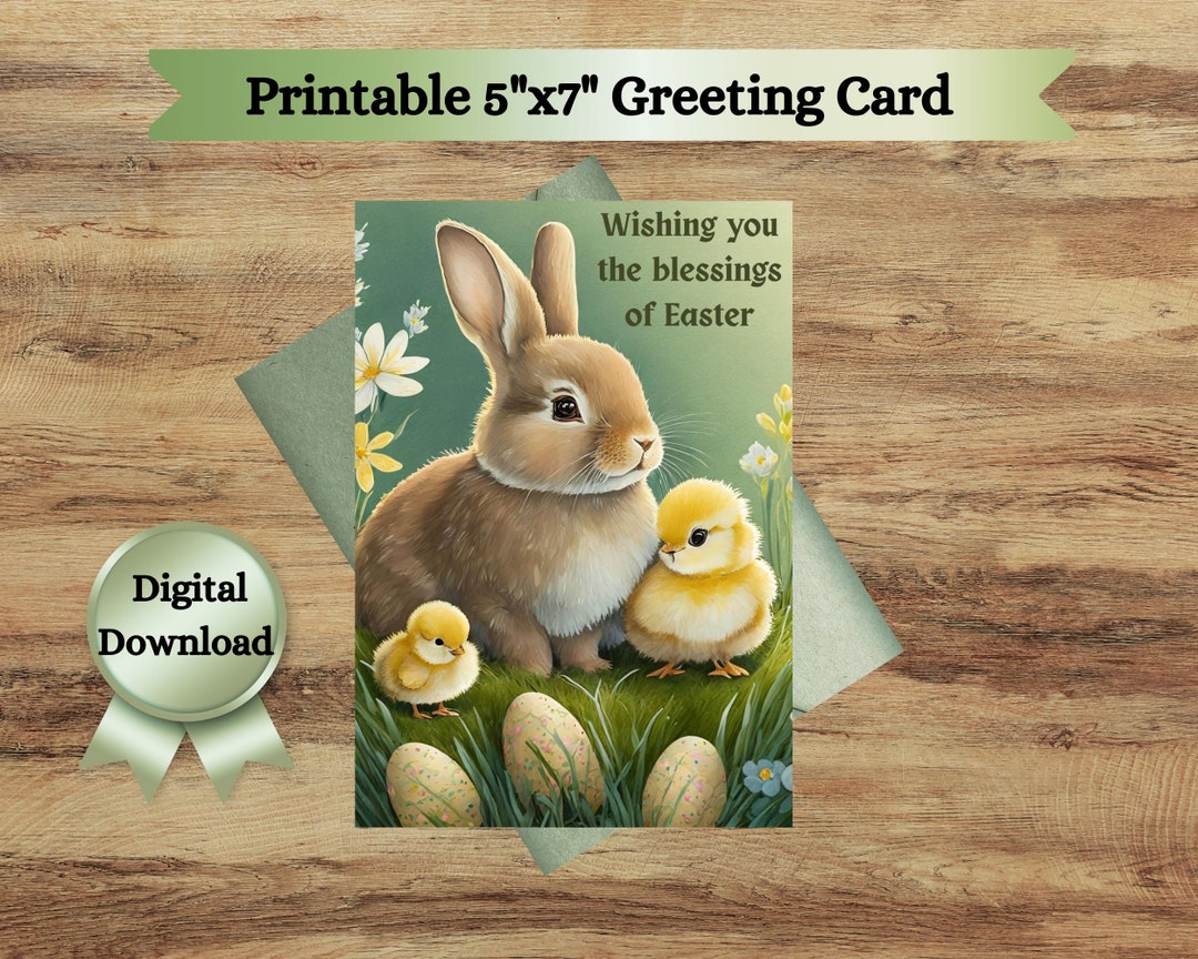 Printable Easter Card, Easter Card, Floral Easter Card Printable ...