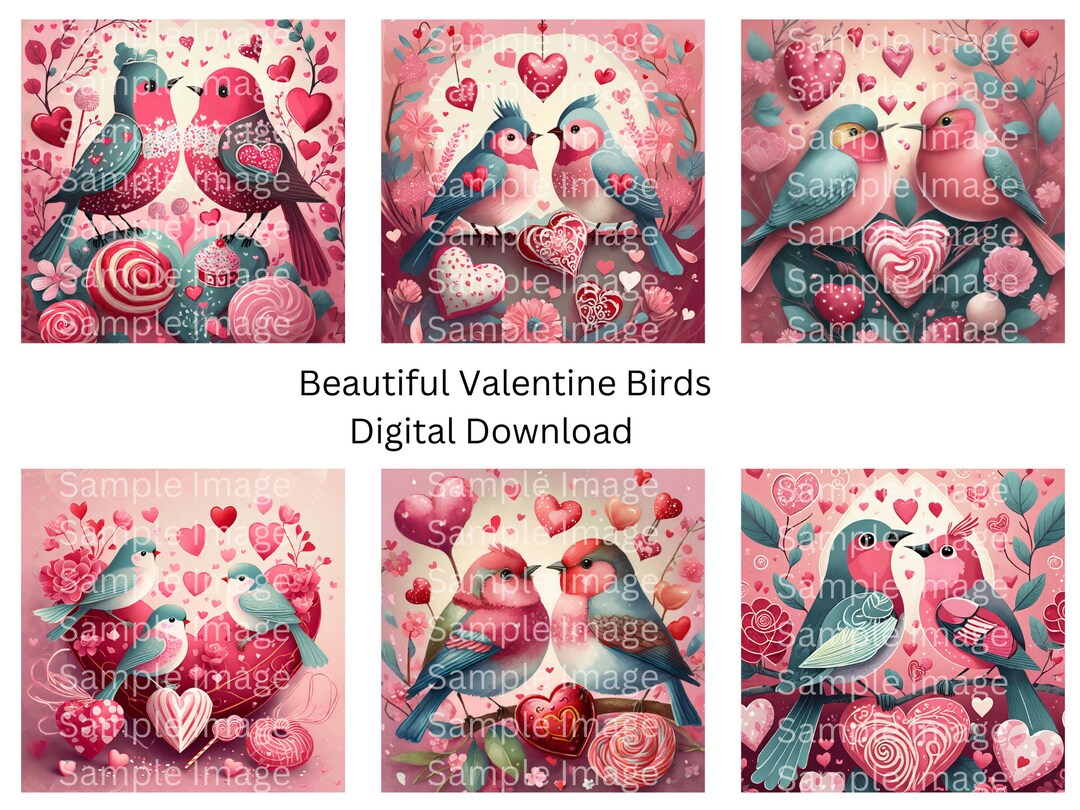 Animal Valentine's Day Bird Printables, Colorful V-day Cards Wall ...