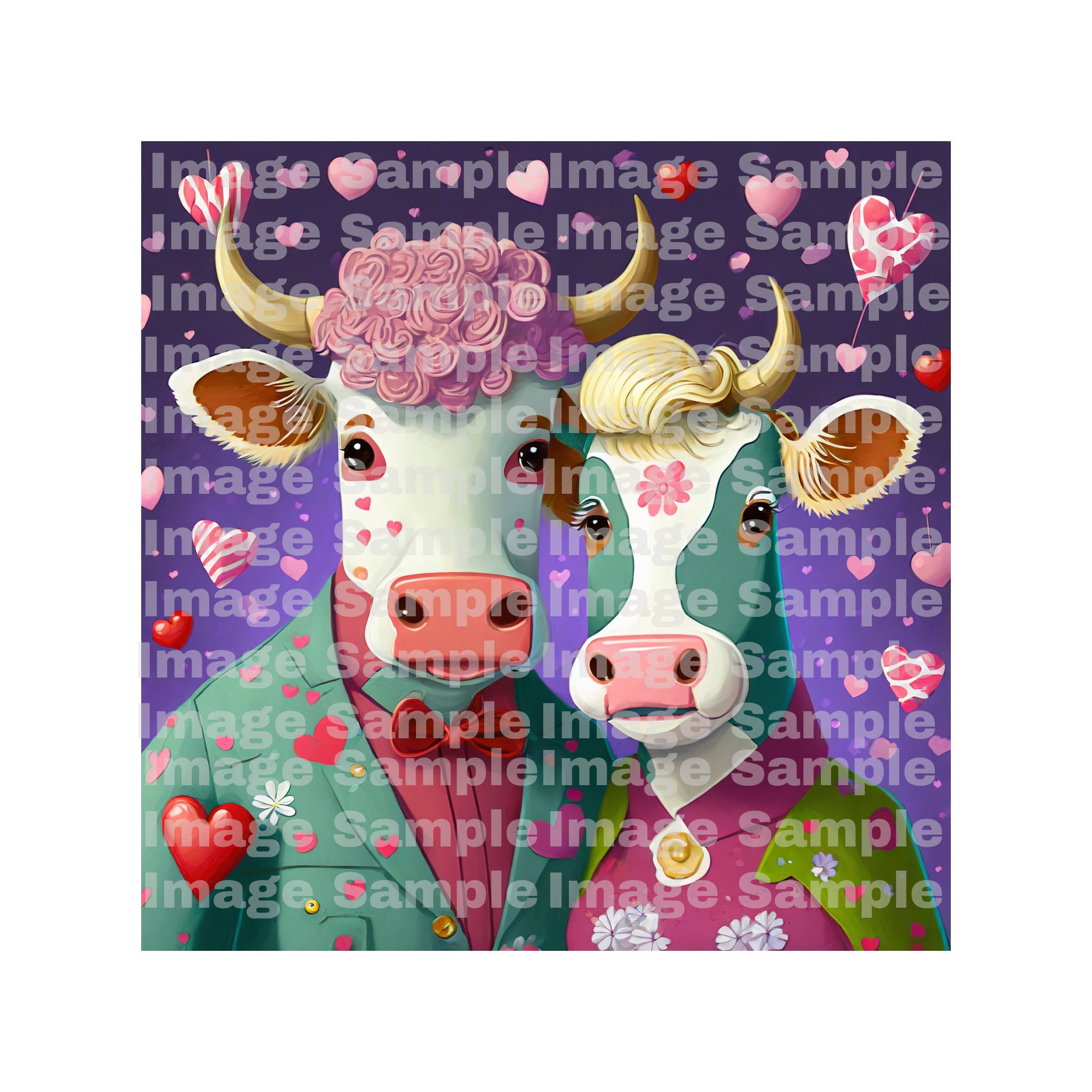 Animal Valentine's Day Cow Printables, Colorful V-day Cards Wall ...