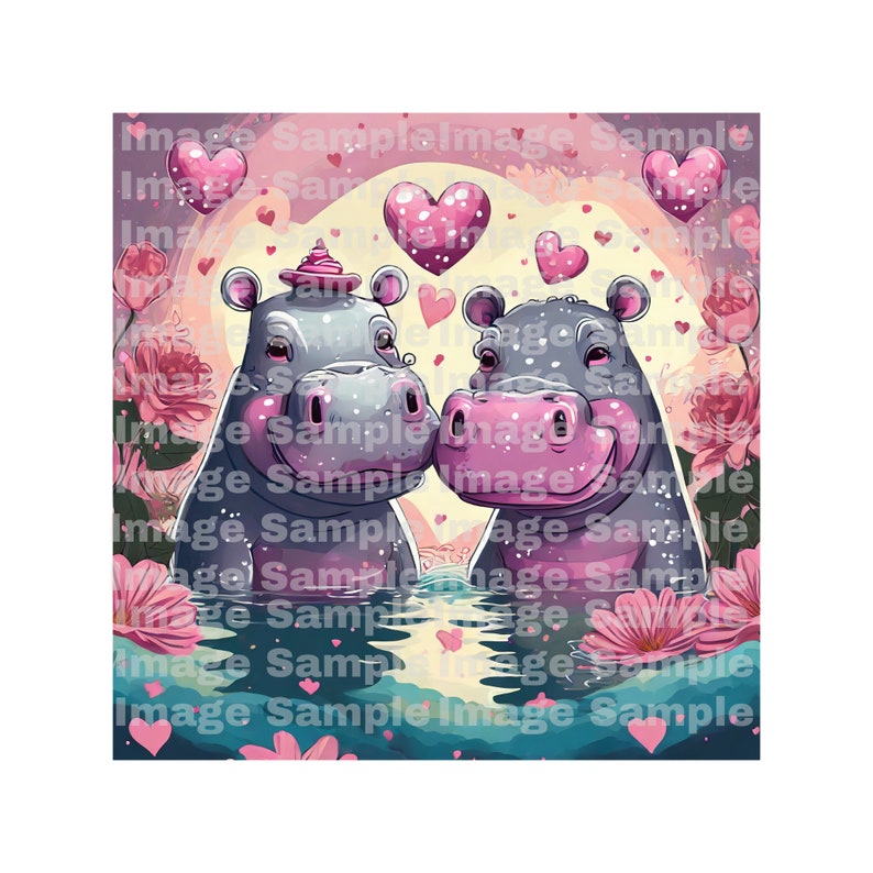 Animal Valentine's Day Hippo Printables, Colorful V-day Cards Wall ...