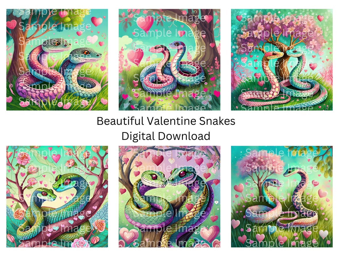 Animal Valentine's Day Snake Printables, Colorful V-day Cards Wall ...
