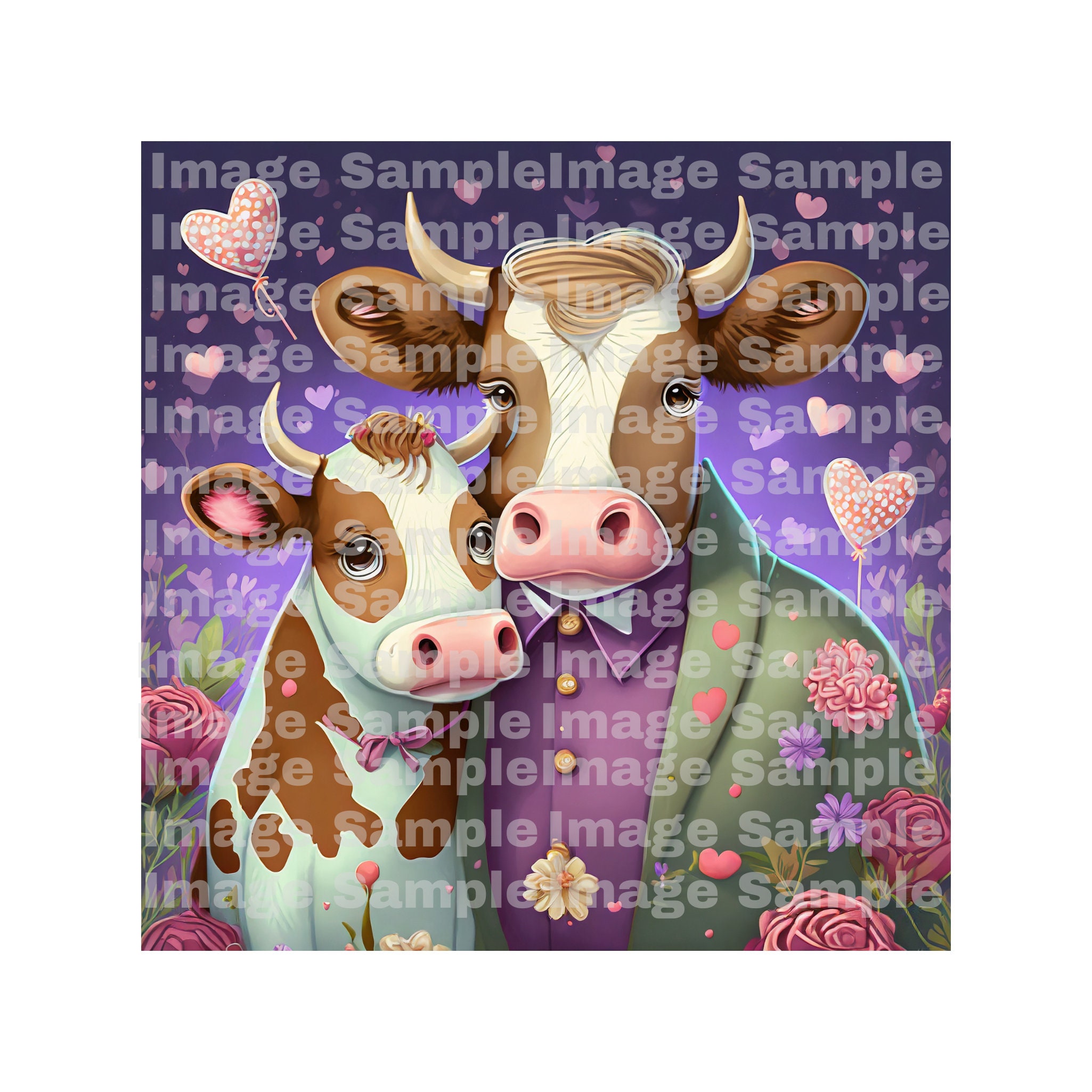 Animal Valentine's Day Cow Printables, Colorful V-day Cards Wall ...