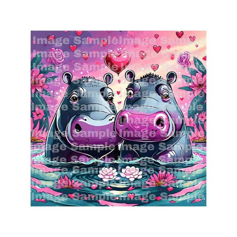 Animal Valentine's Day Hippo Printables, Colorful V-day Cards Wall ...