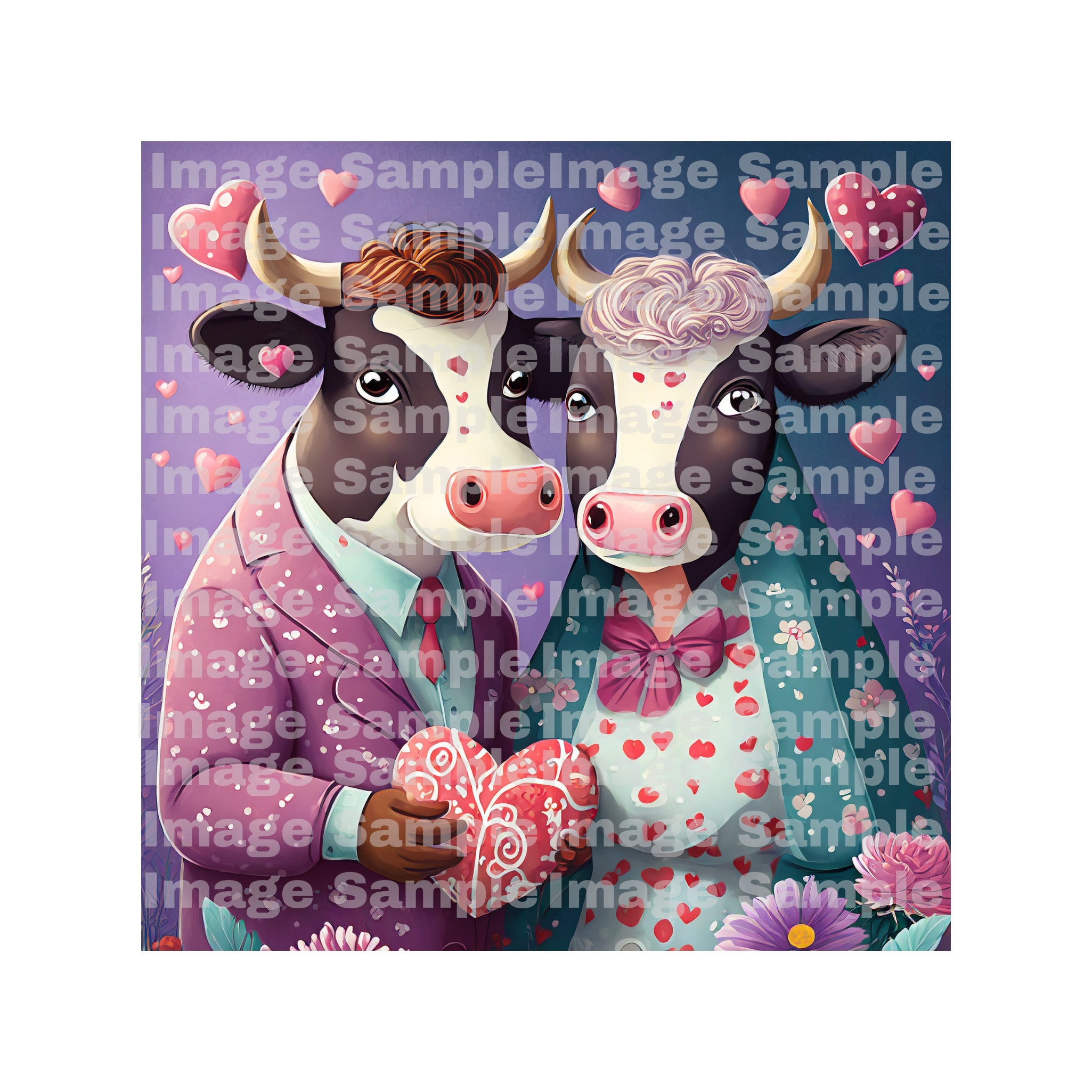 Animal Valentine's Day Cow Printables, Colorful V-day Cards Wall ...