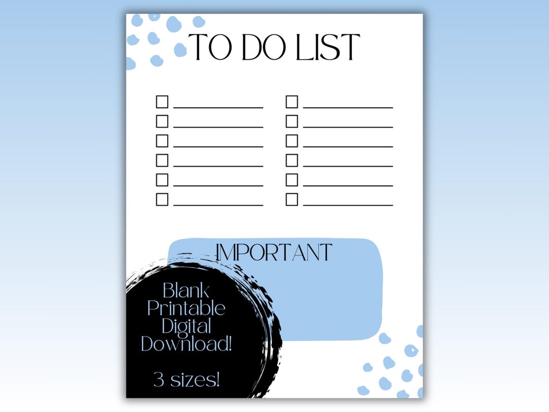 Printable To-do List | Blank | Blue | Simple | Daily Use | Task | PDF ...