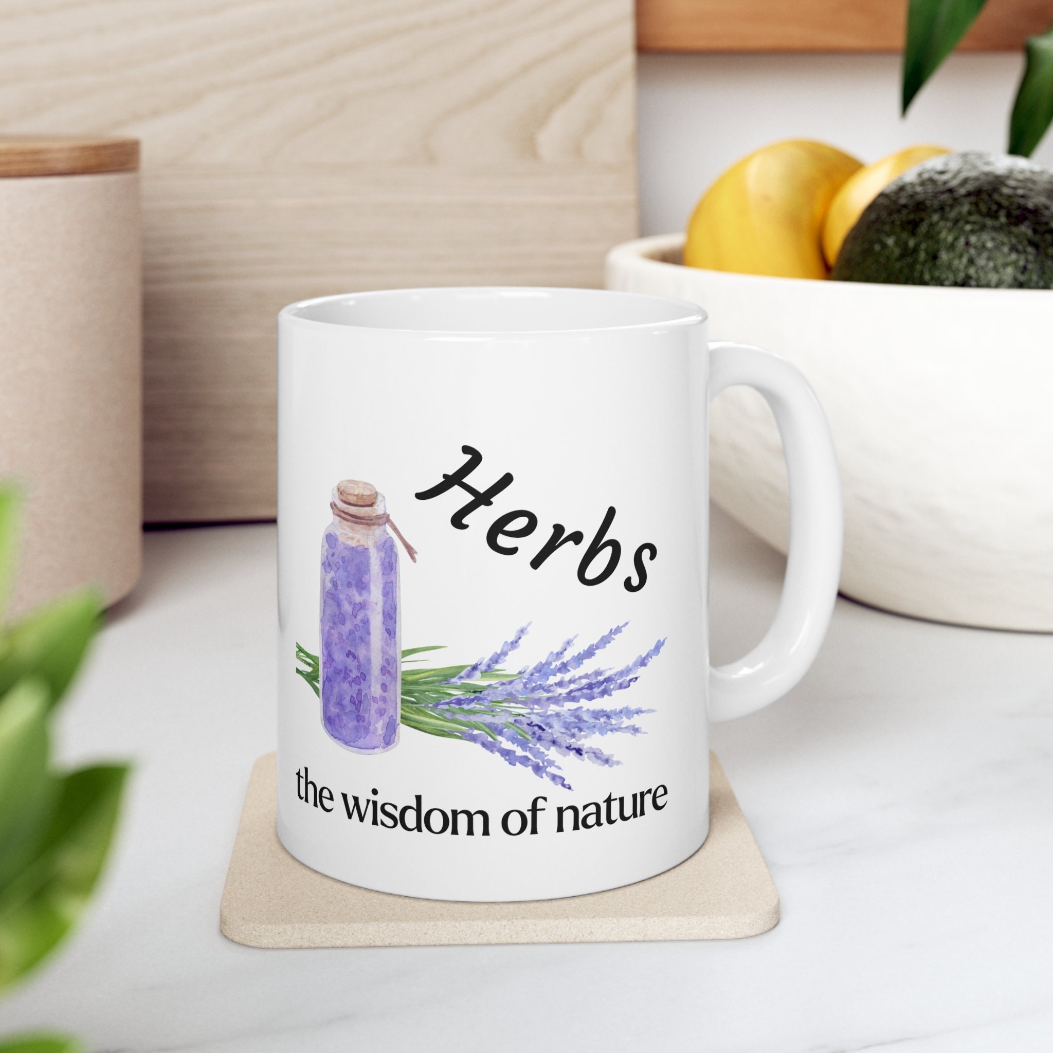 Herbal Tea Mug, Herbs: the Wisdom of Nature Ceramic Mug 11oz for ...