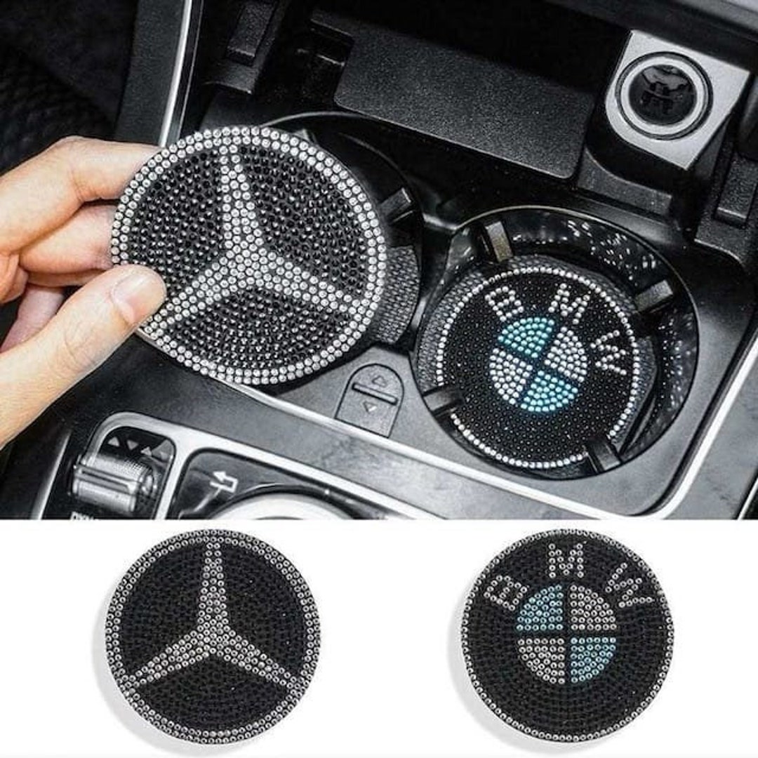 Crystal Rhinestone Bling Car Coaster, 2 Pieces Silicone Cup Holder ...