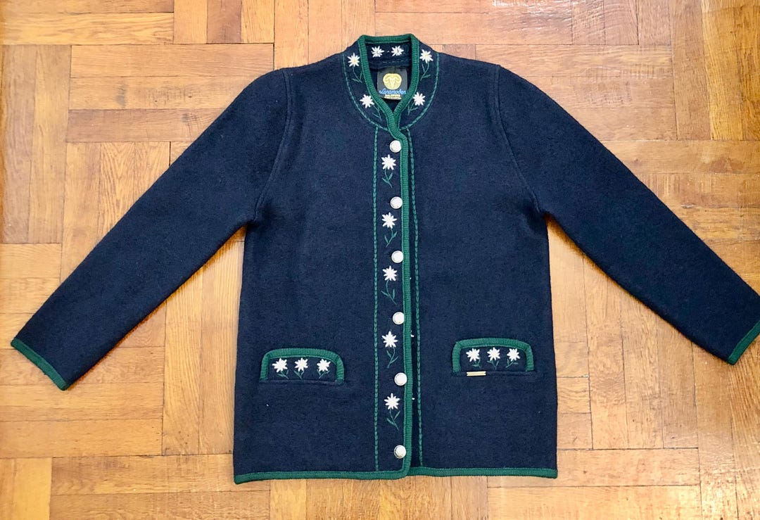Austrian Boiled Wool Jacket With Edelweiss Embroidery - Etsy