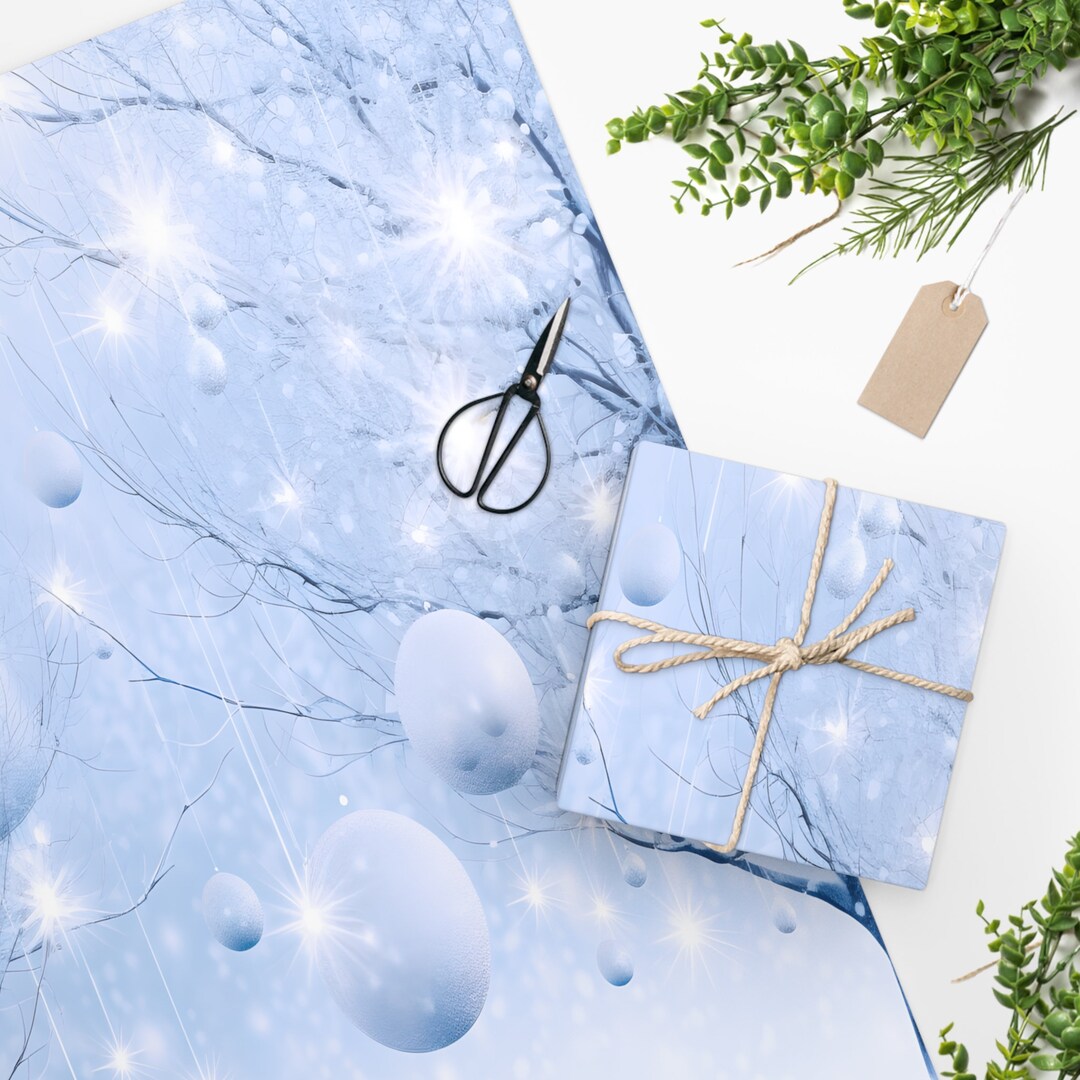 Frosty Blue Dreams Winter Wonderland Wrapping Paper, Christmas Wrapping ...