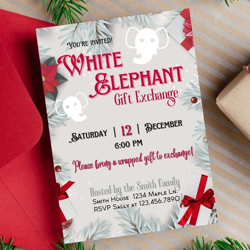 White Elephant Invitations - Etsy