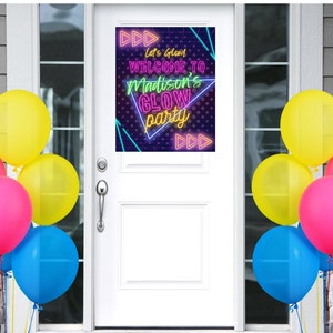 Glow Party Welcome Poster Sign, Editable Party Sign, Blacklight Neon ...