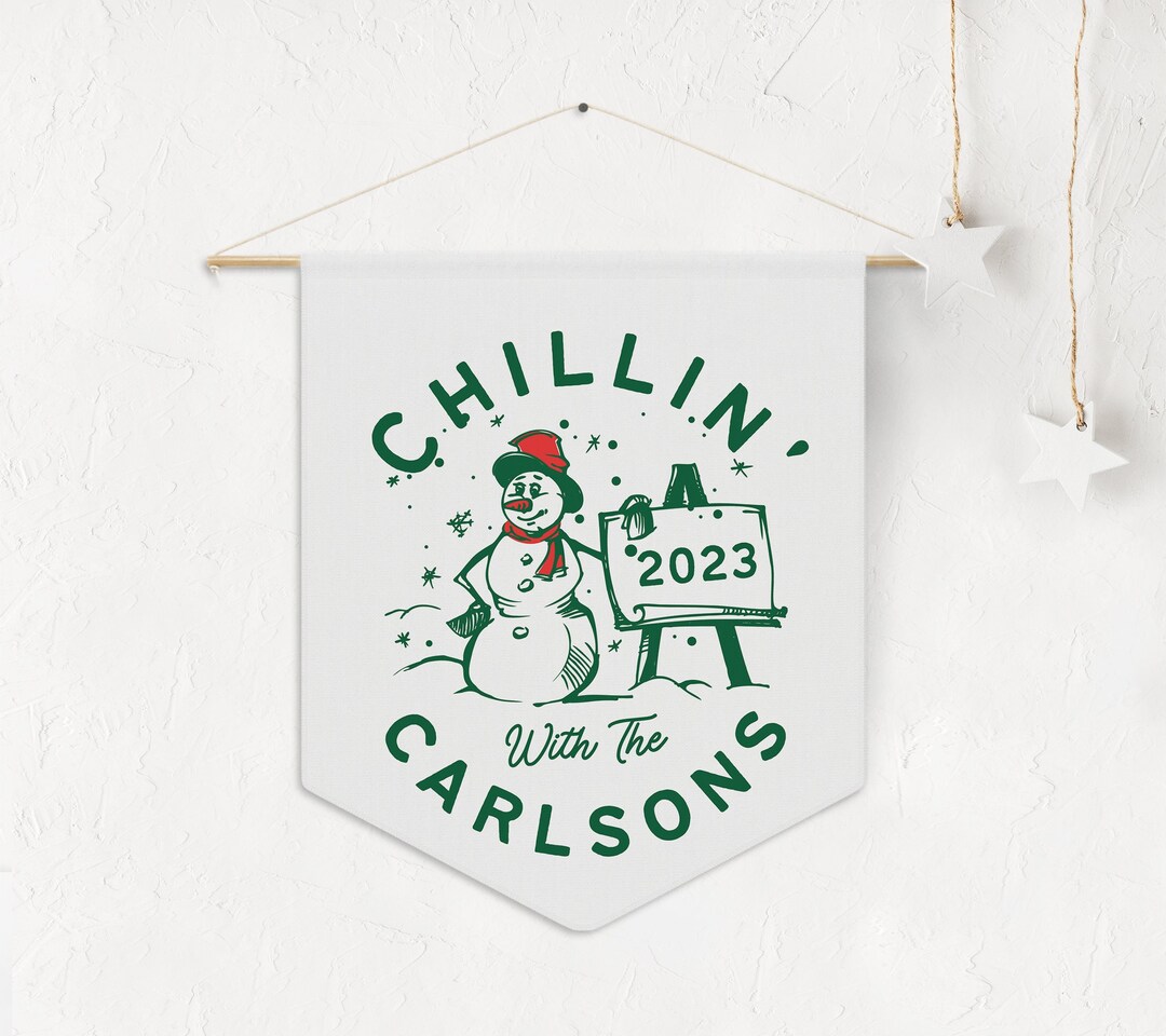 Custom Pennant Flag, Personalized Family Decor, Snowman Decor ...