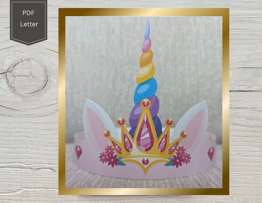 Unicorn Crown Printable Unicorn Crown Digital Unicorn Crown - Etsy UK