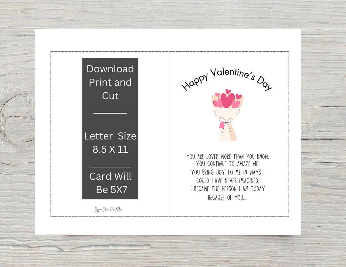 Printable Valentine's Day Card, Digital Valentine's Day Card, Flower ...