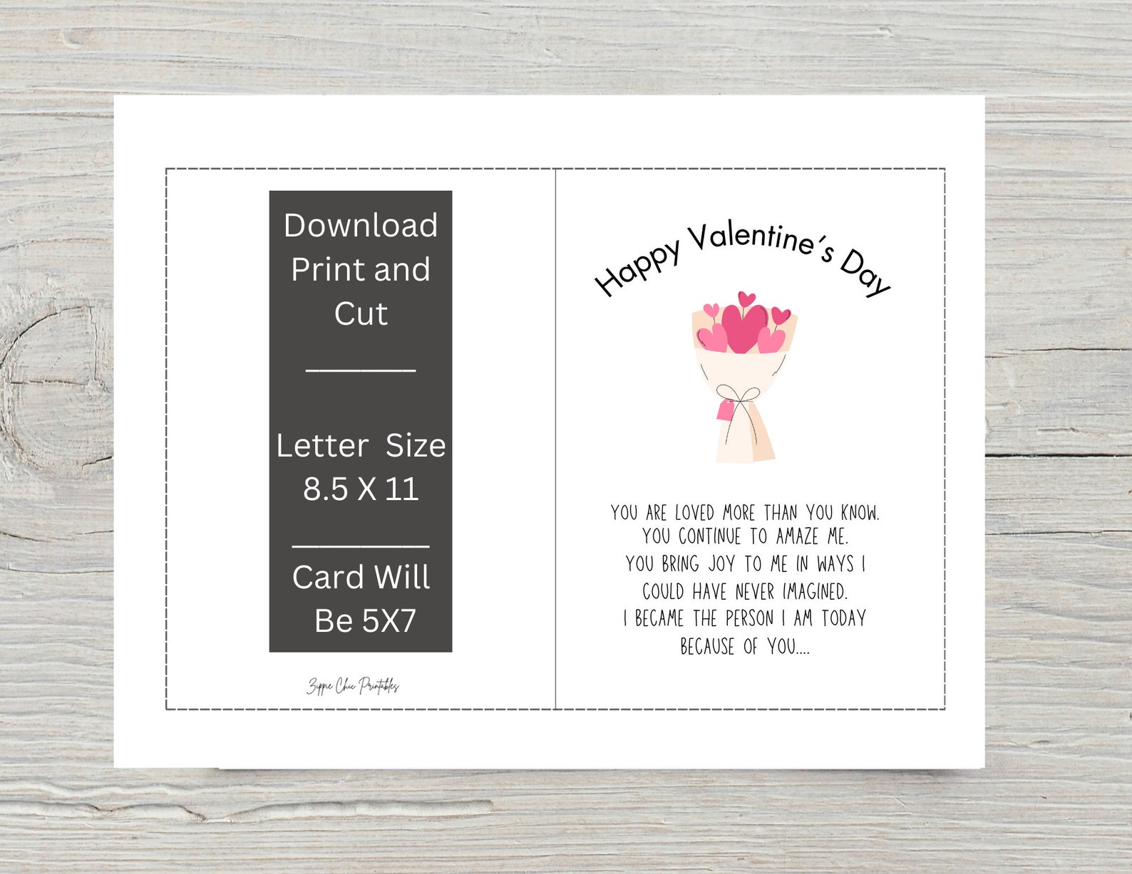 Printable Valentine's Day Card, Digital Valentine's Day Card, Flower ...
