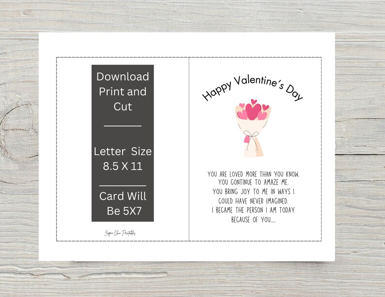 Printable Valentine's Day Card, Digital Valentine's Day Card, Flower ...