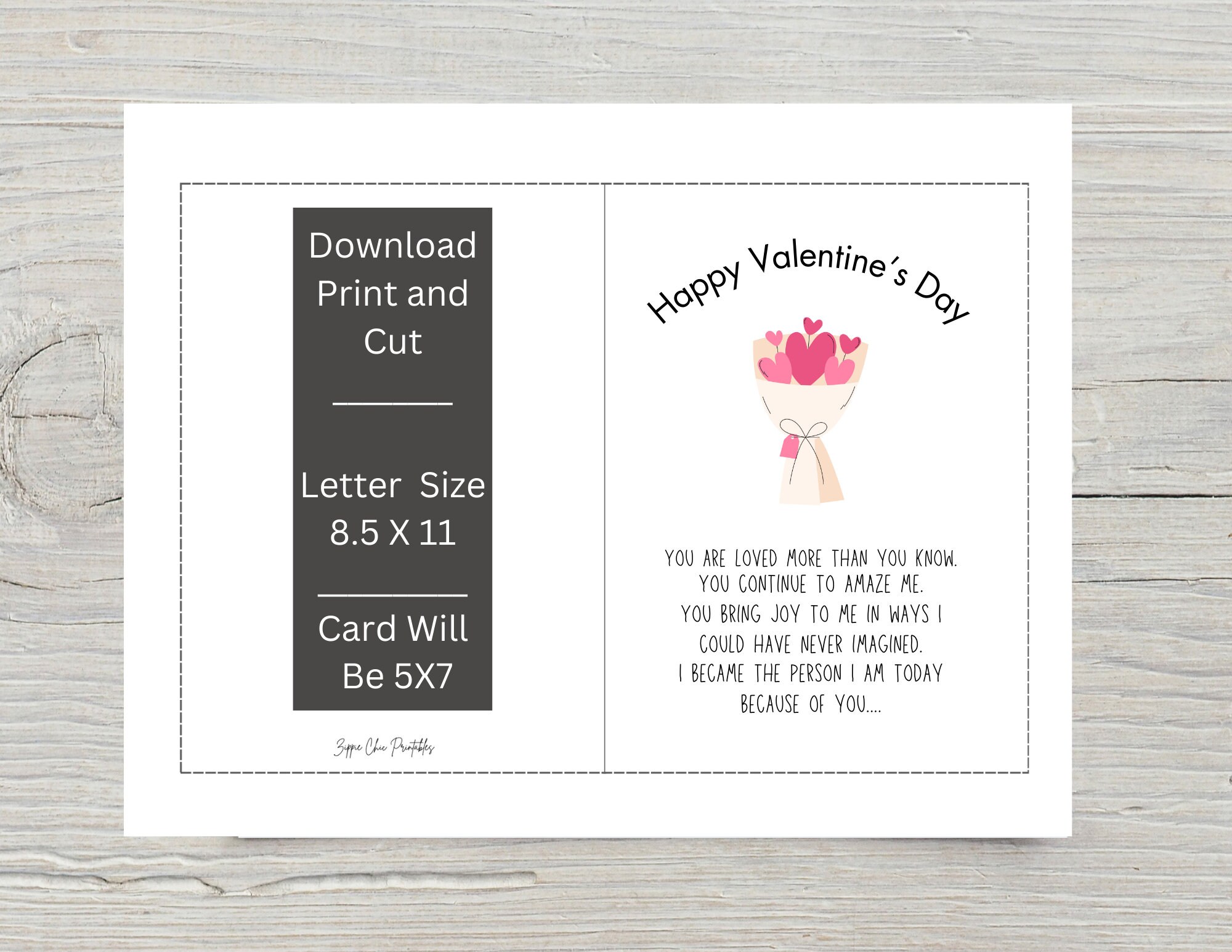 Printable Valentine's Day Card, Digital Valentine's Day Card, Flower ...