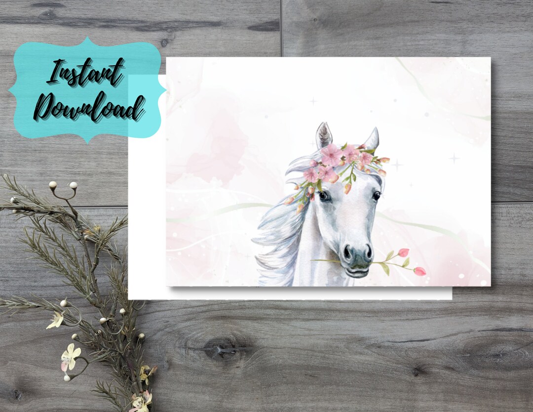 Horse Note Card Horse Card Printable Note Card Blank - Etsy