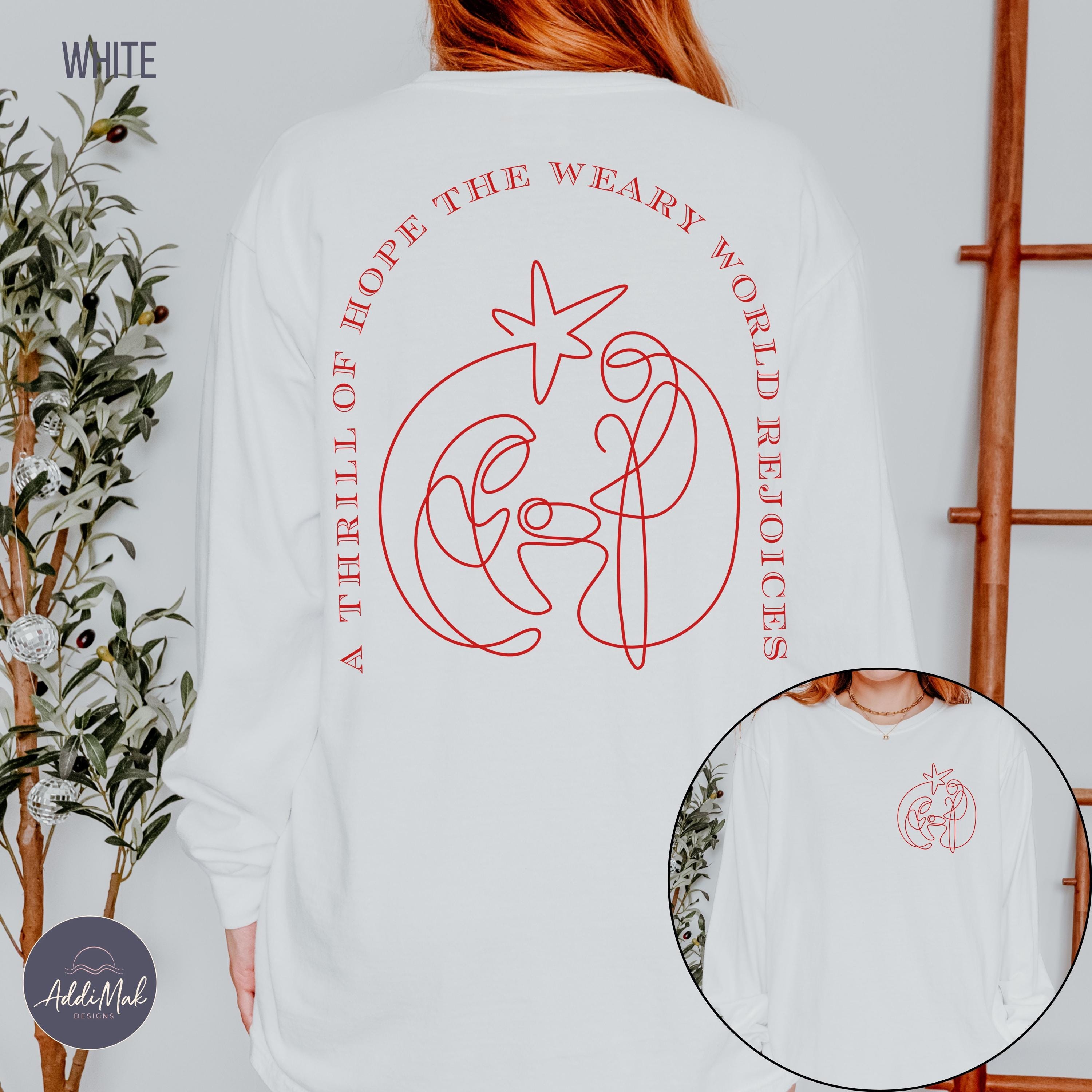 Nativity Scene Long Sleeve T-shirt, Comfort Colors, Thrill of Hope ...
