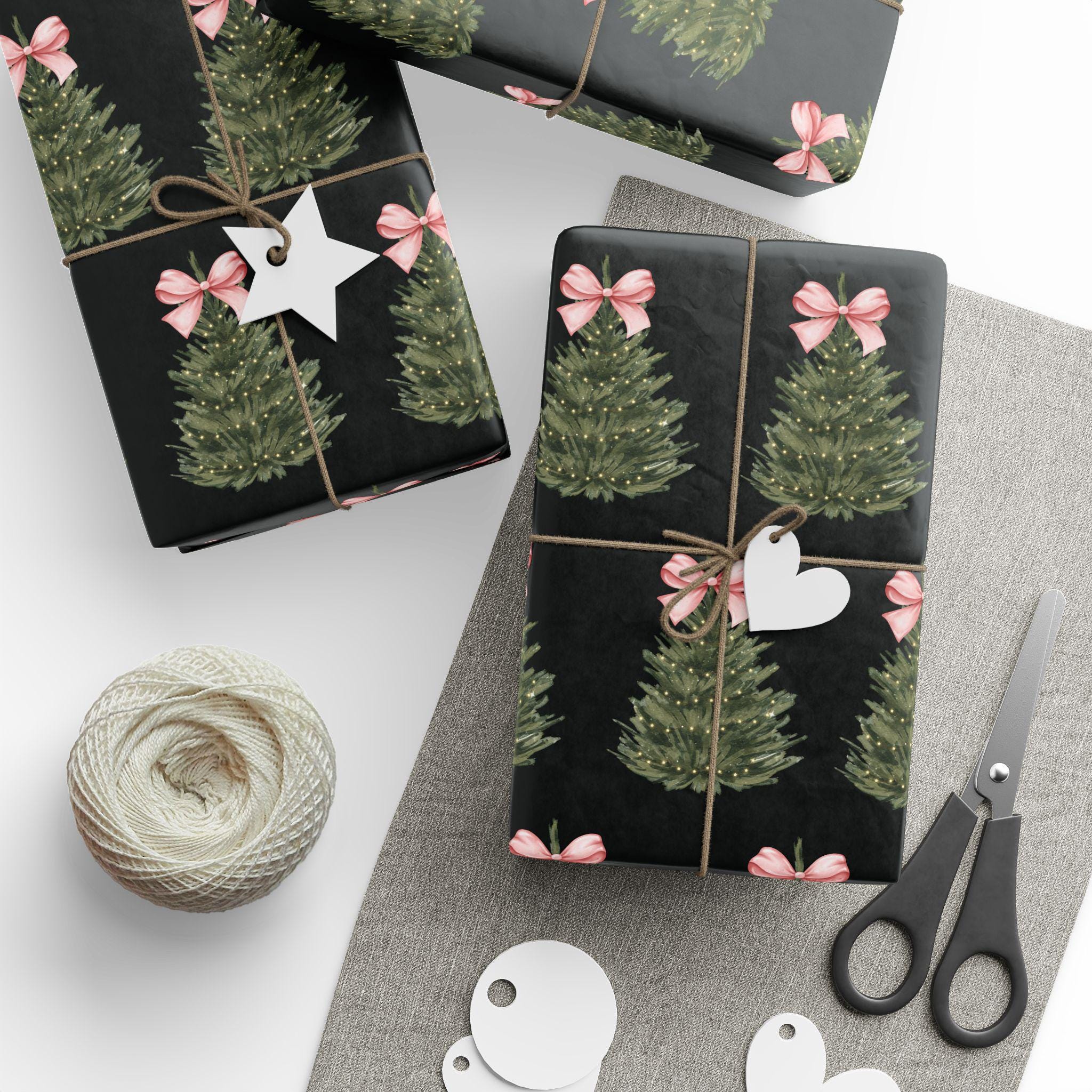 Coquette Christmas Tree Wrapping Paper, Christmas Gift Wrap Roll ...