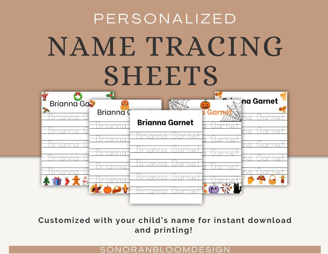 Fun Colorful Custom Name Tracing Sheet Bundle Printable - Etsy