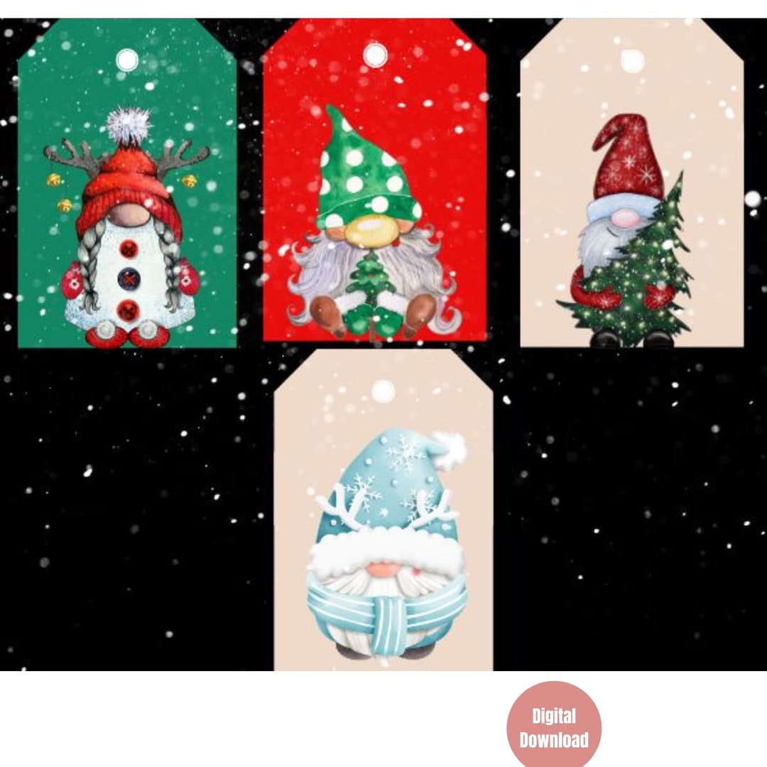 Christmas Tags Printable Christmas Gnomes Gift Tags Digital - Etsy