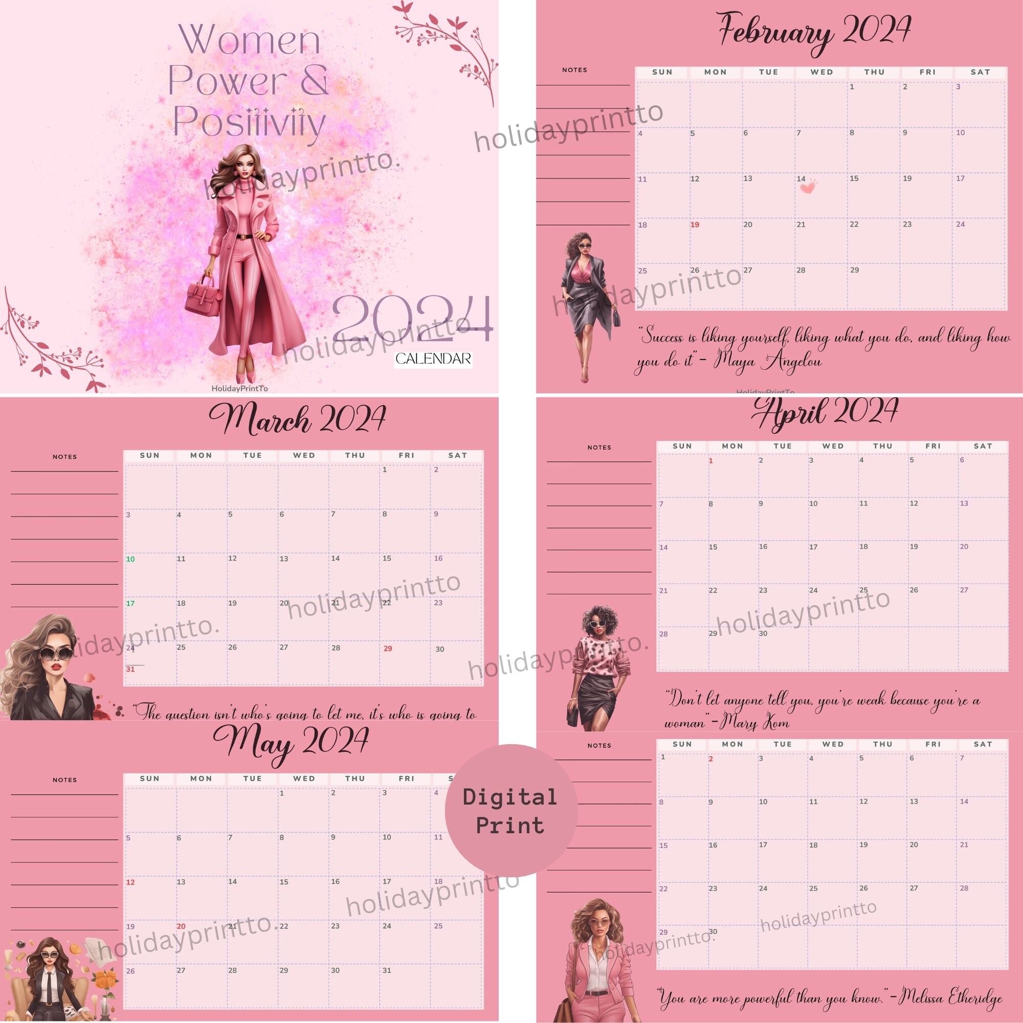 Girlbosses Boss Lady Calendar 2024 Female Calendar Calendar-2024 ...