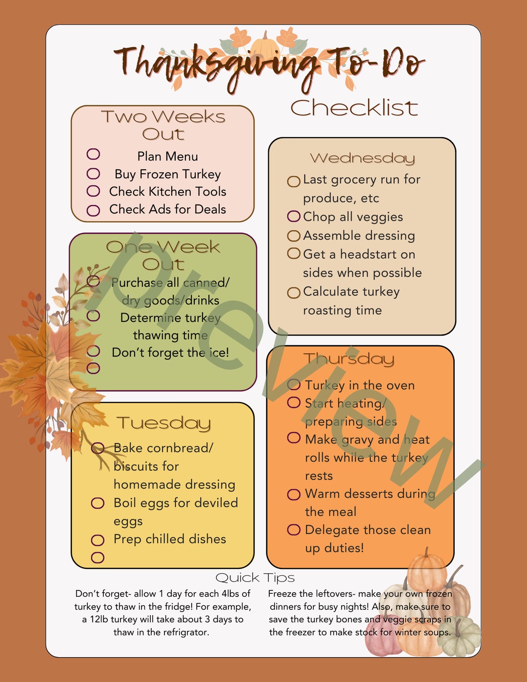 Thanksgiving Preparation List Bundle - Etsy