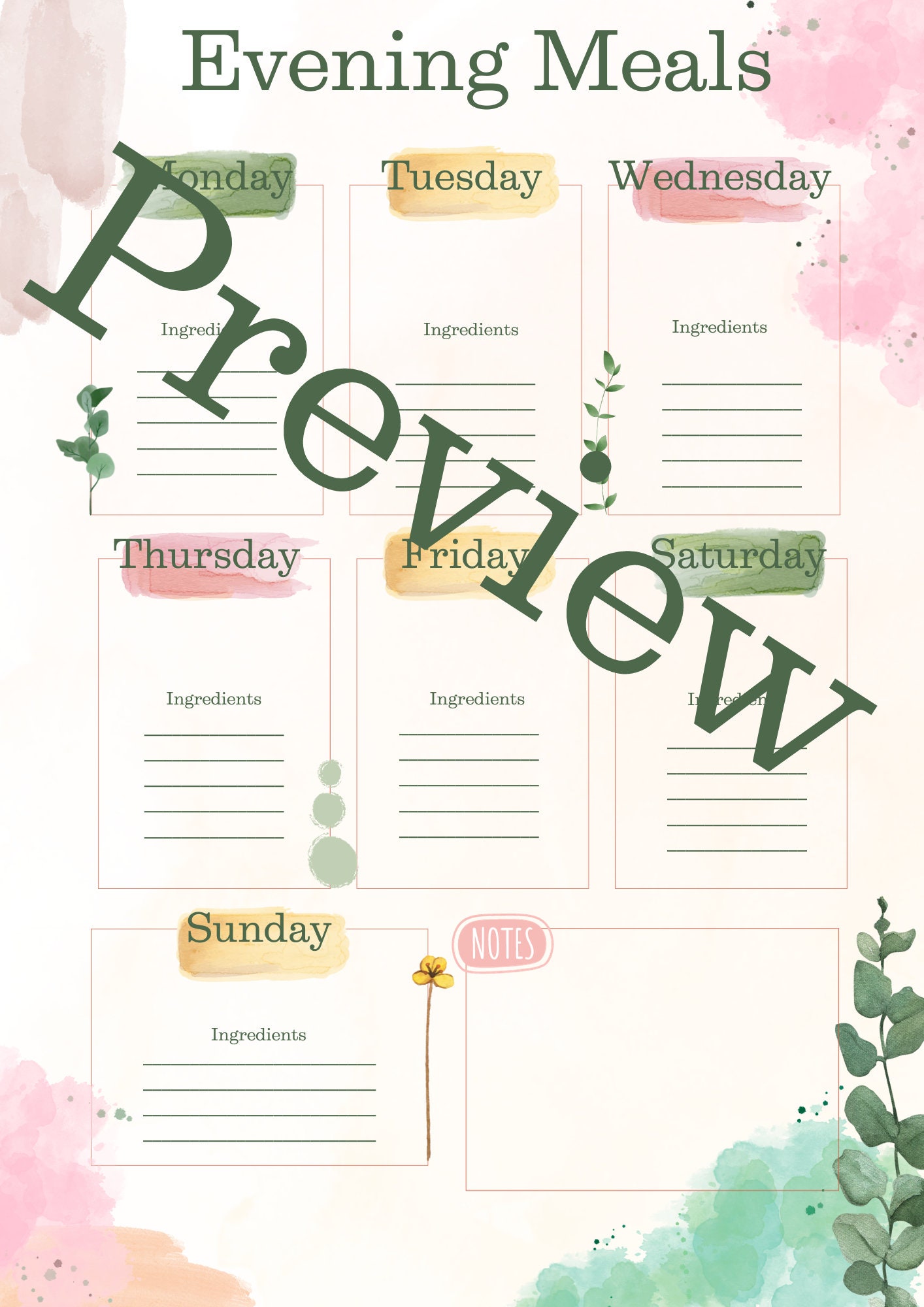 Weekly Meal Menus and Shopping List - Etsy