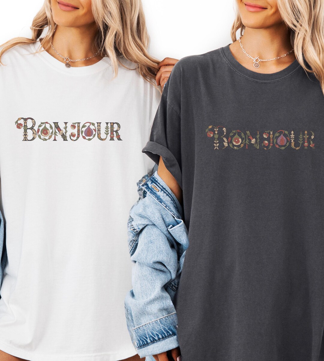 Comfort Colors Bonjour Shirt, French Graphic Tee, French Language Shirt ...
