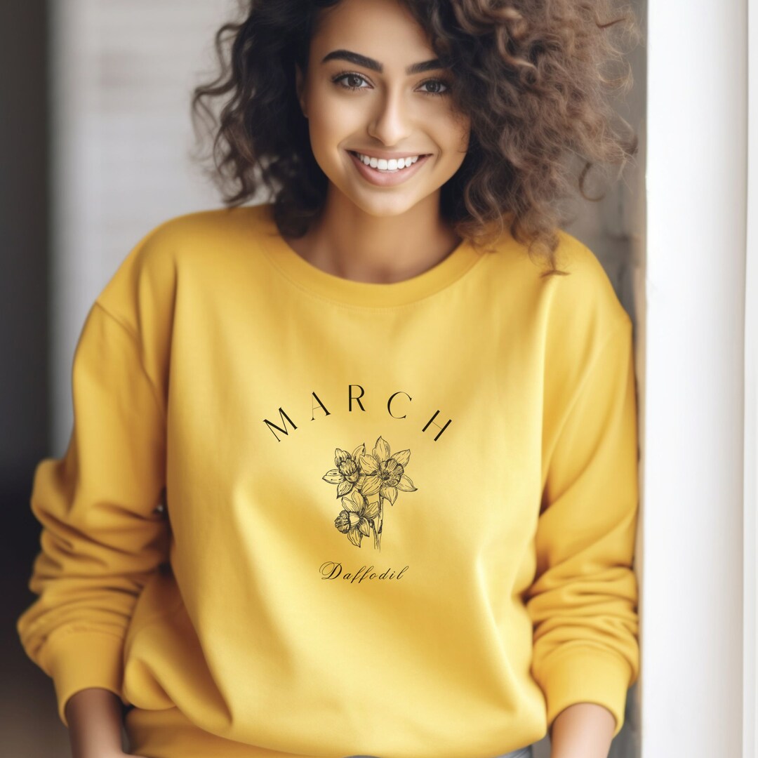 Birth Flower Sweatshirt Birth Month Flower March Birthday - Etsy