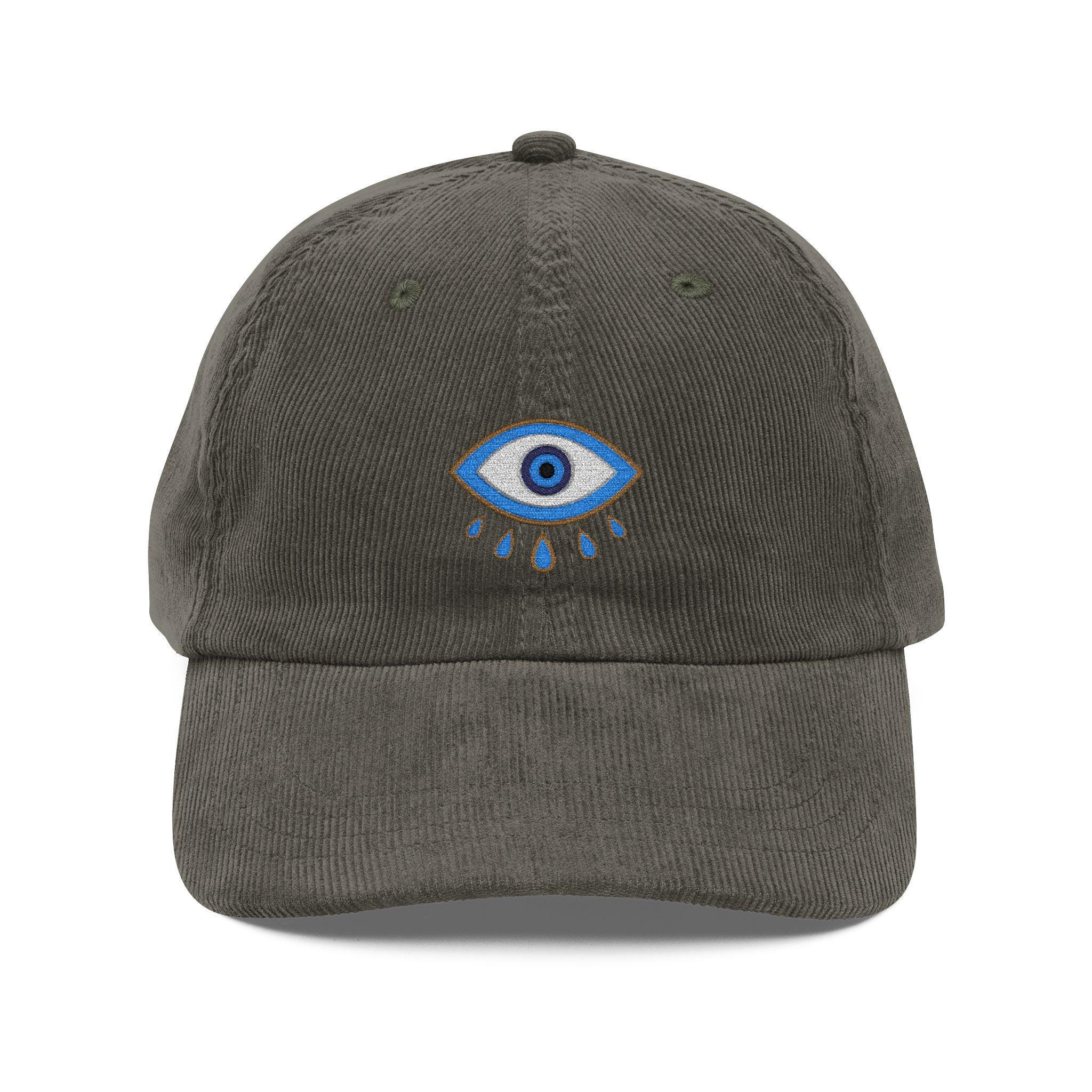 Embroidered Evil Eye Corduroy Cap: Retro Mystical Hat - Etsy