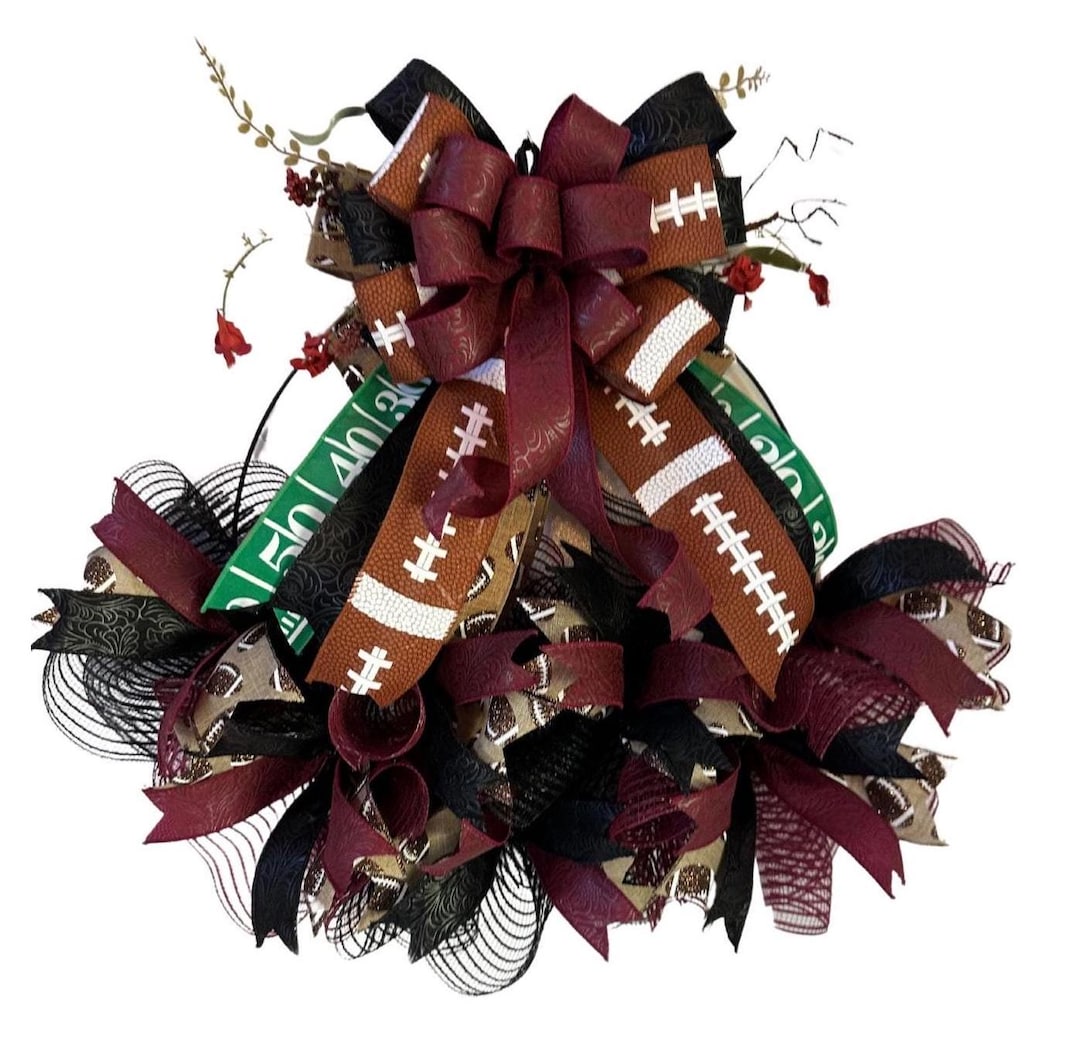 Football-themed Wreath for Sports Fans | Football Door Decor | Black ...