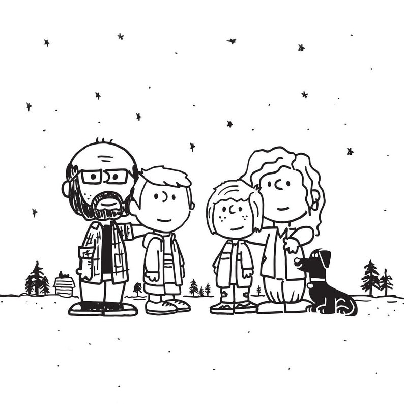 Personalized Peanuts Family Portrait / Greeting Card (3 to 6 Characters ...