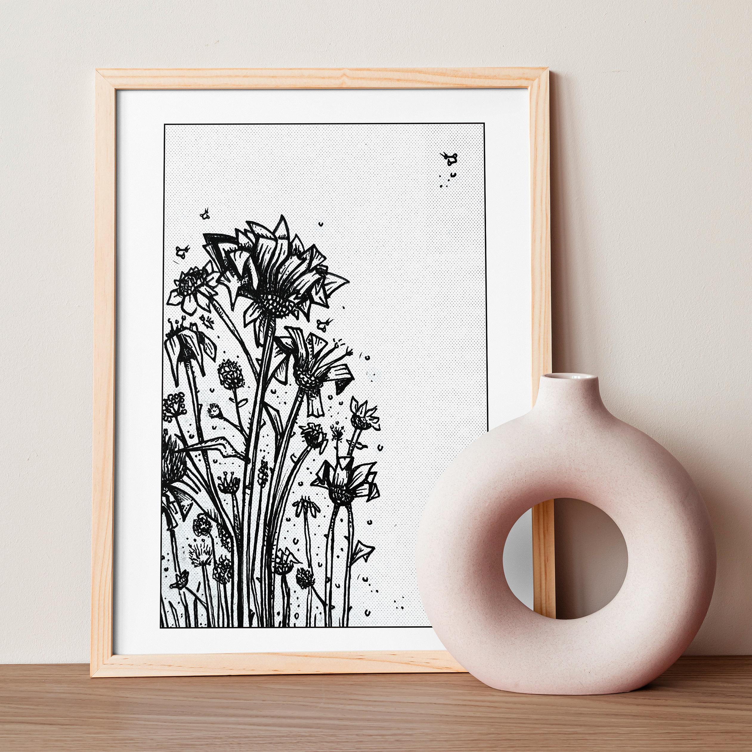 Meadow Flowers Ink Illustration Art Print Poster - Etsy
