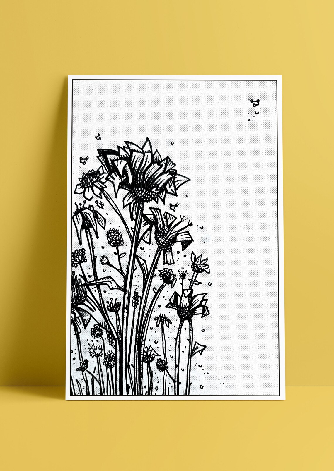 Meadow Flowers Ink Illustration Art Print Poster - Etsy