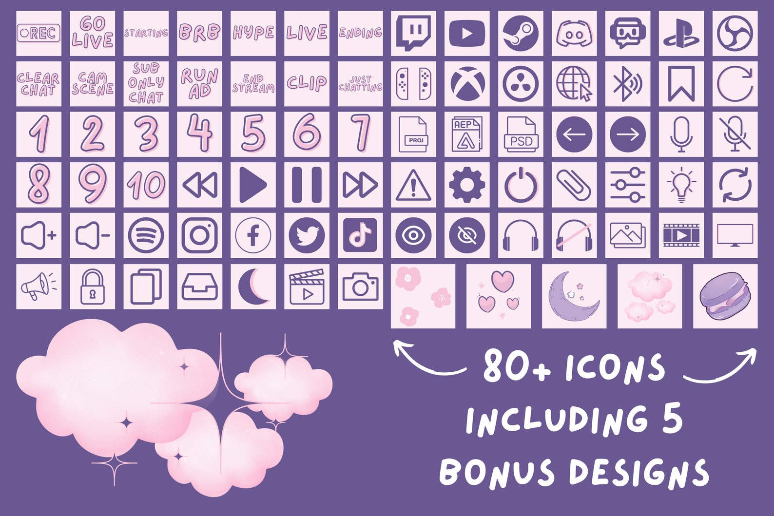 Pink Space Stream Deck Icons | Streamer | Twitch | Discord | Youtube ...