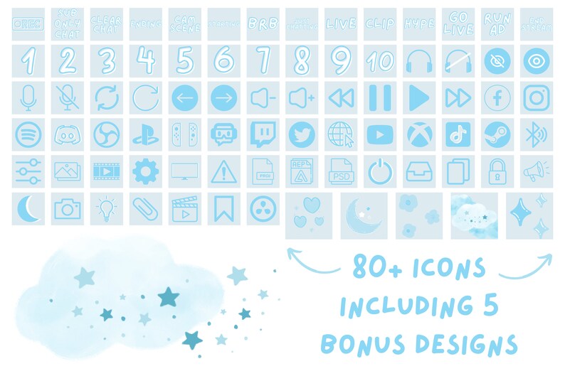 Blue Space Stream Deck Icons | Streamer | Twitch | Discord | Youtube ...