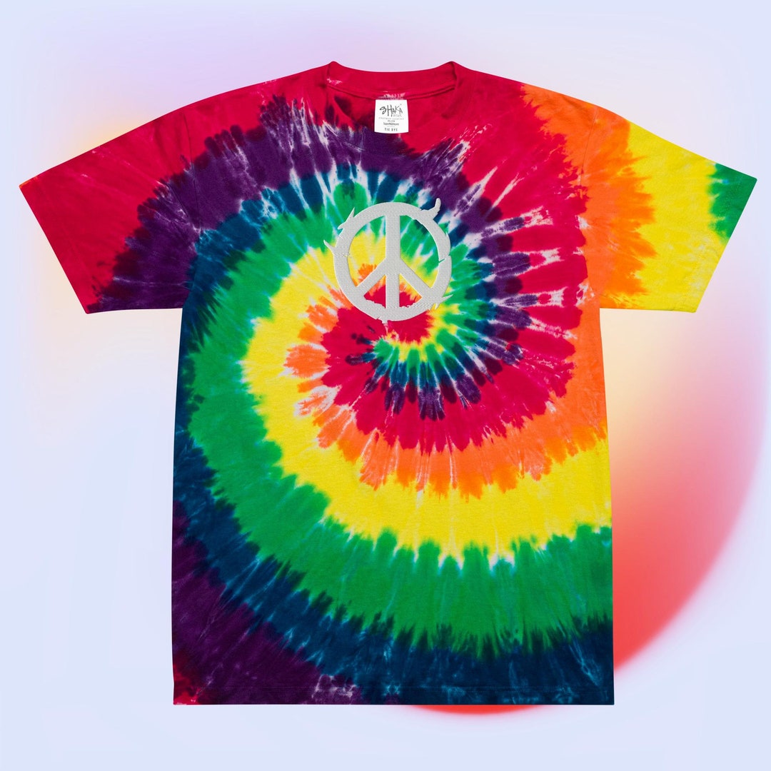 Oversized Tie-dye T-shirt- Peace Sign (white) - Etsy