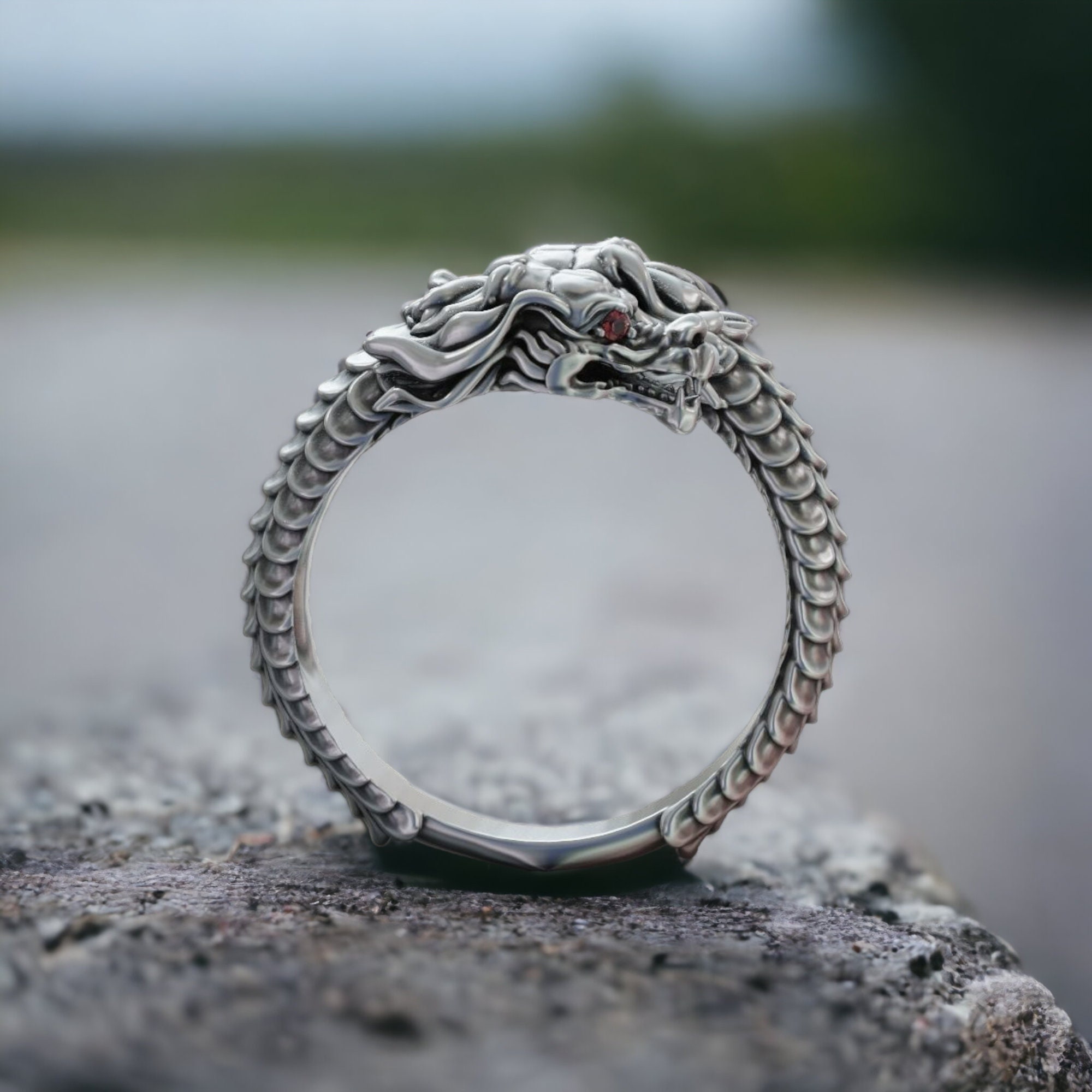 925 Silver Adjustable Chinese Dragon Ring Unique Unisex - Etsy