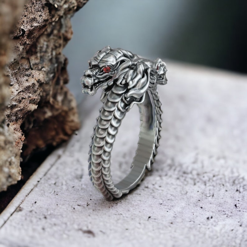 925 Silver Adjustable Chinese Dragon Ring Unique Unisex - Etsy